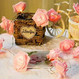 Rosenlicht 3m 20 LEDs Batteriebetriebenes Blumenlicht Dekoration Romantische Atmosphäre für Innen Haus Garten Schlafzimmer Hochzeit Valentinstag