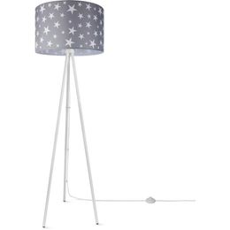 Stehlampe Kinderlampe Kinderzimmer Stehleuchte Lampenschirm Sterne Mond Design 6 (Ø45,5 cm), Stehleuchte Dreinbein - Weiß - Paco Home