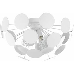 Beliani Deckenlampe Weiß 3-flammig Schirm aus dekorativen Metallplatten matte Oberfläche Wohn-, Schlaf- oder Esszimmer halbkreisförmig Moderner Stil - Weiß