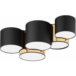 Licht-Erlebnisse - Deckenleuchte Stoff 81 cm lang Schwarz Gold 5x E27 Modern Deckenlampe Wohnzimmer - Schwarz, Gold