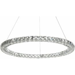 Beliani - led Hängelampe Silber Kristallglas und Metall ø 60 cm Rund Ringform Kreisform Modern Glamour Küche Esstisch Wohnküche Hohe Decken