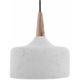 Beliani Hängeleuchte Weiß Gips Holzoptik mit Schirm in Glockenform Minimalistischer Industrieller Stil - Weiß