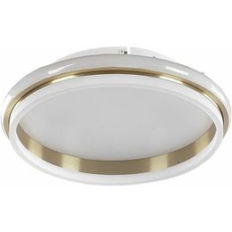 Beliani Led Deckenleuchte Gold und Weiß Metall Ringförmig Warmweißes Licht Modern für Wohnzimmer Küche Bad Schlafzimmer Esszimmer Flur - Weiß