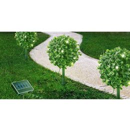 BURI Solar-LED-Buchsbaumkugeln 3 Stk. Gartenbeleuchtung Deko Buxus Dauer u.Blinklicht