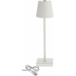 Spetebo Metall led Akku Tischleuchte für Außen warm weiß 38 x 12 cm - weiß - Outdoor Touch Leuchte Nachttischlampe Schreibtischlampe Deko Lampe