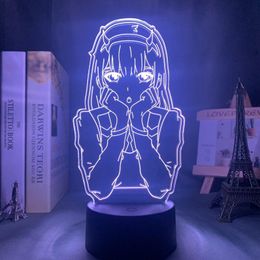 Minkurow - Zero Two Figur Anime Lampe Nachtlicht Manga led Nachtlicht Mehrfarbig Wechsel usb Batterie Tisch Lampara Kinder Kind Mädchen Schlafzimmer