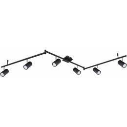 etc-shop Deckenstrahler 6 flammig Spotleiste Deckenleuchte Deckenlampe schwarz Metall, verstellbare Lampenarme und Spots, 6x Gu10, LxBxH 180x10x18,5 cm