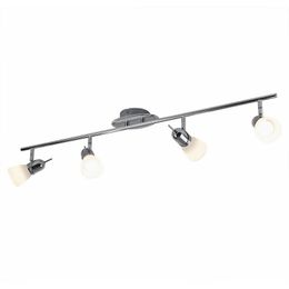 etc-shop Deckenlampe Deckenleuchte Wohnzimmerlampe Deckenstrahler Küchenleuchte, bewegliche Strahler, Chrom Stahl gebürstet satiniertes Glas, 4x 3W led 320lm,