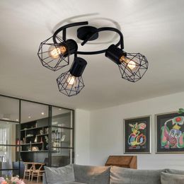 etc-shop Spot Rondell Strahler verstellbar Käfig Decken Leuchte Wohn Zimmer Beleuchtung Gitter Lampe schwarz