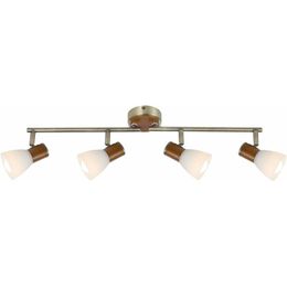 etc-shop Decken Lampe Altmessing Leuchte Holz Spot Beweglich Glas Opal Wohn Schlaf Zimmer