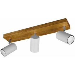 etc-shop Decken Leuchte Holz Strahler schwenkbar Wohn Ess Schlaf Zimmer Beleuchtung Spot Lampe weiß im Set inkl. led Leuchtmittel