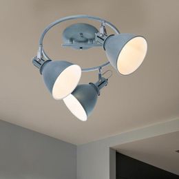 etc-shop Rondell Decken Strahler Leuchte grau Wohn Zimmer Beleuchtung Spot Lampe verstellbar