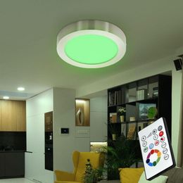 etc-shop Rgb led Decken Aufbau Lampe fernbedienung Wohn Zimmer Beleuchtung Dimmer Lampe silber