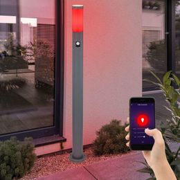 etc-shop - Smart Home Außen Steh Lampe Bewegungsmelder Garten Leuchte Dimmer steuerbar per App Sprache im Set inkl. rgb led Leuchtmittel