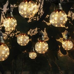 etc-shop - led Lichter Kette Glühbirnen Optik Terrassen Deko-Licht Garten Leuchte Balkon Lampe Kugeln klar