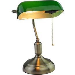 etc-shop Bankerlampe mit Lampenschirm – Retro Tischlampe Schreibtischlampe Bibliotheksleuchte Banker Vintage Lampe im 20er Jahre Dekor