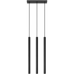etc-shop Pendelleuchte 3-flammig Metall Hängelampe Esszimmer Design Pendelleuchte 3 flammig schwarz, aus Stahl, 3x G9, LxBxH 30x8x100 cm