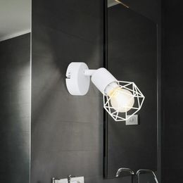 etc-shop Wand Spot Leuchte Wohn Zimmer Beleuchtung Strahler Käfig Gitter Lampe weiß verstellbar
