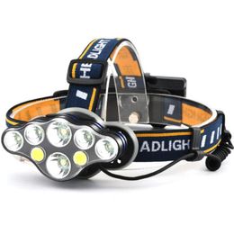 Stirnlampe, 8 LED-Stirnlampe 18000 Lumen, superhelle, wiederaufladbare, wasserdichte, leichte USB-Stirnlampe - Minkurow