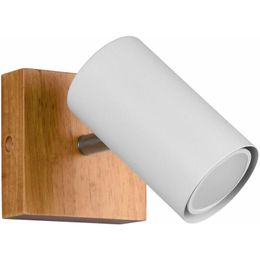 etc-shop - Wand Leuchte Holz natur Spot Strahler Decken Leuchte verstellbar Wohn Zimmer Beleuchtung weiß-matt