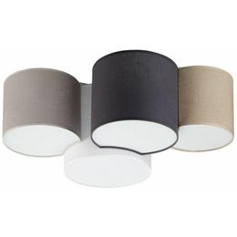 Licht-Erlebnisse Deckenlampe Stoff Grau-Braun Weiß 4x E27 Modern Deckenleuchte Wohnzimmer - Weiß, Grau-Braun