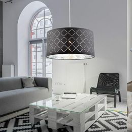 etc-shop Decken Pendel Leuchte Wohn Ess Zimmer Beleuchtung Textil Design Hänge Lampe schwarz silber