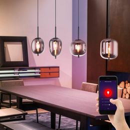 etc-shop Smart Home Decken Hänge Lampe dimmbar App Sprachsteuerung Glas Leuchte im Set inkl. rgb led Leuchtmittel