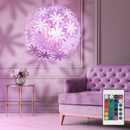 etc-shop Pendelleuchte Blumenmuster Deckenlampe hängend weiß rund Deckenlampe Blume led, Fernbedienung rgb Farbwechsel dimmbar, 1x 9W 1x806lm 3000K, 60 cm,