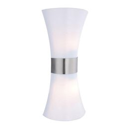 etc-shop Led Wandleuchte Up & Down Wandlampe Beleuchtung Terrassenlampe Edelstahl opal h 35 cm