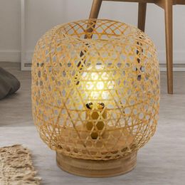 etc-shop Bambus Tisch Lampe natur Wohn Ess Zimmer Beleuchtung Geflecht Leuchte