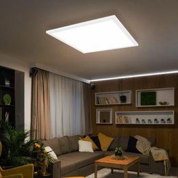etc-shop Deckenpanel Deckenleuchte Aufbaupanel Deckenlampe Flurleuchte Schlafzimmer, weiß opal quadratisch, 1x led 12 Watt 750 Lumen warmweiß, HxLxB 6x30x30 cm