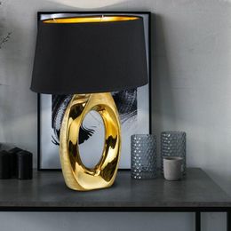 etc-shop Tisch Leuchte Schlaf Zimmer Lese Beistell Lampe gold Textil im Set inkl. led Leuchtmittel