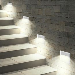 etc-shop 4er Set Design led Wand Beleuchtungen weiss Balkon wetterfest Leuchten Stufen Außen Strahler Lampen