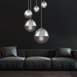 etc-shop Design Decken Pendel Leuchte Kugel Strahler Wohn Zimmer Hänge Lampe klar im Set inkl. led Leuchtmittel