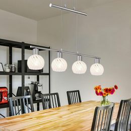etc-shop - Pendelleuchte 3 - 4 flammig Hängeleuchte höhenverstellbar Deckenlampe Küche hängend, Metall Glas klar weiß nickel modern, 4x E27 Fassungen