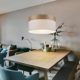 etc-shop - Hängeleuchte Wohnzimmer Pendelleuchte Esstischlampe led Küchenleuchte Holzoptik, Textil weiß, 11W 1055lm warmweiß, DxH 40x120 cm