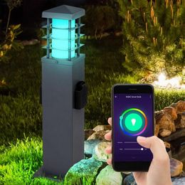 etc-shop Smart led Wege Lampe Steckdosen Garten Leuchte Sprachsteuerung App im Set inkl. rgb led Leuchtmittel