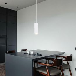 etc-shop Lampe skandinavisch Hängeleuchte Hängelampen Wohnbereich Modern Pendelleuchte einflammig, Metall weiß, 1x GU10 Fassung, LxBxH 9x9x120 cm
