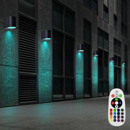 etc-shop 6x Down Wand Leuchten Außen Lampen Fernbedienung Beleuchtung im Set inklusive rgb led Leuchtmittel