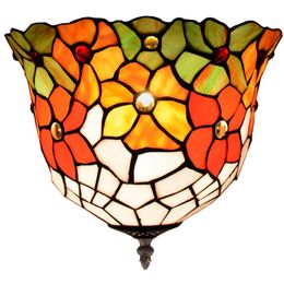 Deckenlampe an der Decke mit Tiffany -Lampenschirm -Durchmesser 30 cm Serie Diamant -Glühbirne nicht enthalten