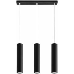 etc-shop - Pendelleuchte 3-flammig Metall Hängelampe Esszimmer Design Pendelleuchte 3 flammig schwarz, aus Stahl, 3x GU10, LxBxH 45x8x100 cm