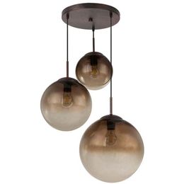 etc-shop - Decken Pendel Lampe amber Glas Kugel Wohn Zimmer Hänge Leuchte braun im Set inkl. led Leuchtmittel
