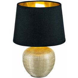 etc-shop Schreib Tisch Leuchte gold Wohn Ess Zimmer Lese Textil Lampe im Set inkl. led Leuchtmittel