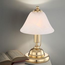 etc-shop - Tischlampe Tischleuchte Bürolampe Leseleuchte, led Touchschalter, Höhe 27 cm, Messing-Gold Glas Alabasteroptik, Nachttischlampe