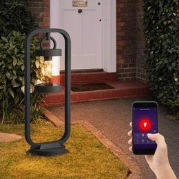 etc-shop - Smart rgb led Außen Steh Leuchte dimmbar Garten Sockel Lampe anthrazit steuerbar per Handy