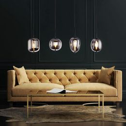 etc-shop - Pendelleuchte Lampe Hängeleuchte Esszimmerlampe Wohnzimmer, 4 flammig, Metall Glas rauchfarben, 4x E14 Fassungen, HxLxB 120x100x18,5 cm