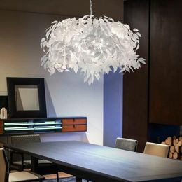 etc-shop Design Pendel Decken Lampe Ess Zimmer Beleuchtung Blätter Hänge Leuchte weiß