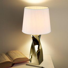 etc-shop Schreib Tisch Lampe Keramik Dielen Lese Leuchte Gold Nacht-Licht im Set inkl. led Leuchtmittel