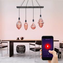 etc-shop - Smart rgb led Vintage Hänge Decken Lampe dimmbar Holz Pendel Leuchte Sprach App steuerbar per Handy