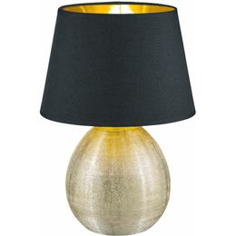 etc-shop Tisch Lampe Steh Leuchte Beleuchtung E27 goldfarbig Stoff Keramik im Set inklusive led Leuchtmittel